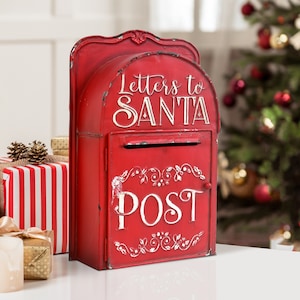 Santa Mailbox Vintage Christmas Post Box Wall Hanging Santa Letter Box ...
