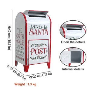 Handmade Metal Vintage Christmas Post Box letters to Santa Mail Box ...