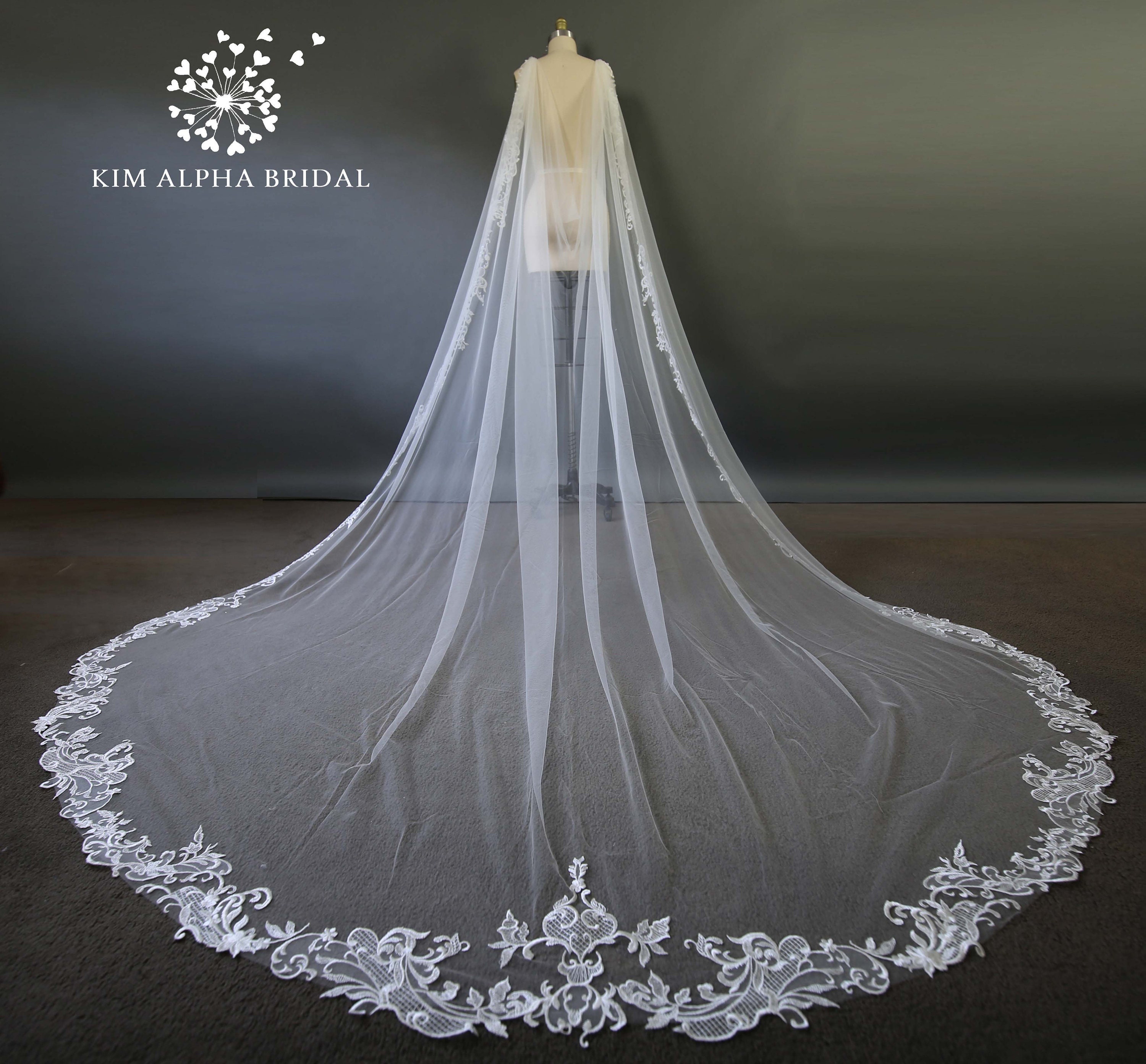 MOOI Cape Lace Wedding Cape Veil Long Cape Chapel Veil - Etsy