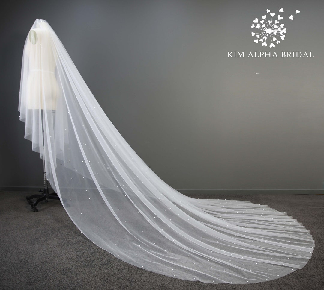 Pearl Drop Wedding Veil: Two Tier Bridal Veil With Blusher - Etsy