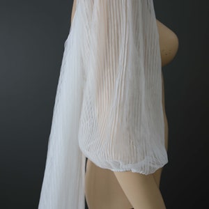 EMILY Pleated Wedding Cape Veil With Sleeves, Two in One Bridal Cape ...