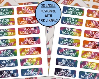 Kids Name Stickers Tie Dye Labels Personalized Labels - Etsy