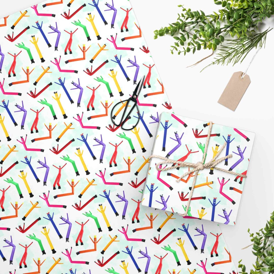 Air Dancers Gift Wrap, Kids Wrapping Paper Roll, Tube Man Wacky Dancer ...
