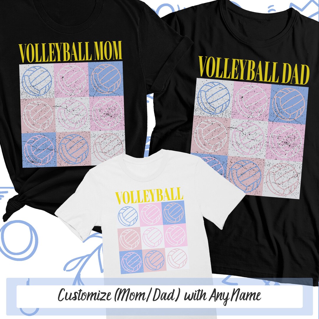 Volleyball Grid Graphic Custom Name Sports Shirt, Volleyball Team Mom ...