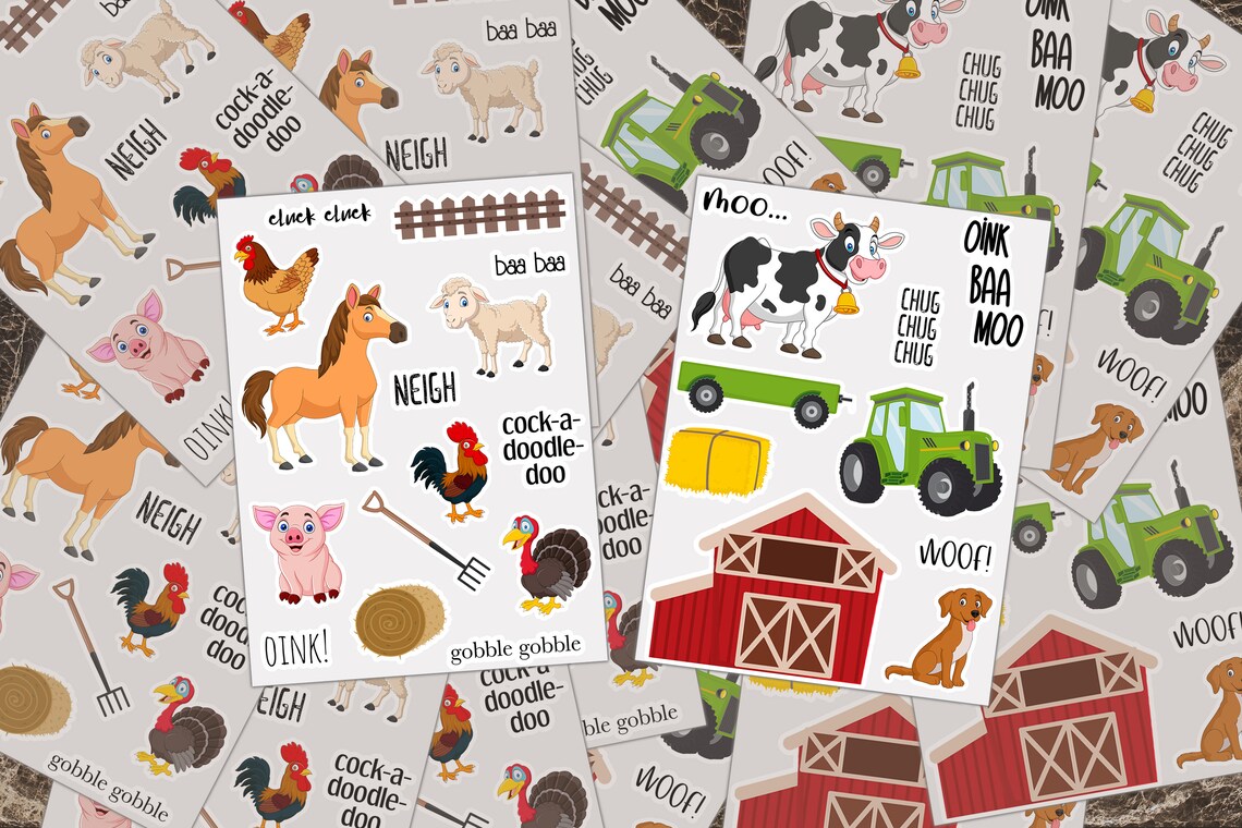 Sticker Sheets Farm Animals Vinyl Decal Activity Book - Etsy