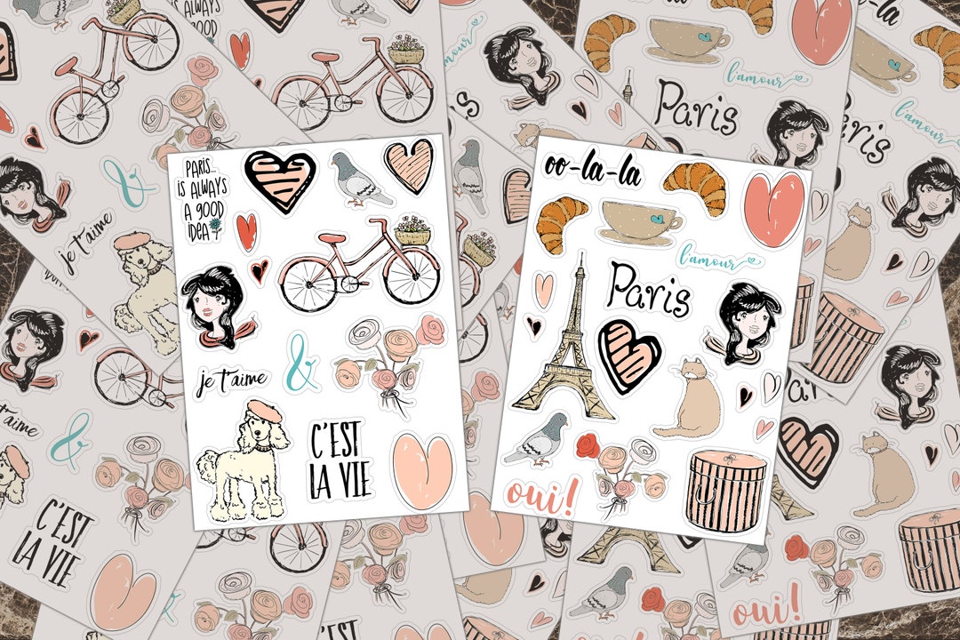 Sticker Sheets, Paris Scrapbook, Vinyl Decal, Party Favor, Journal ...