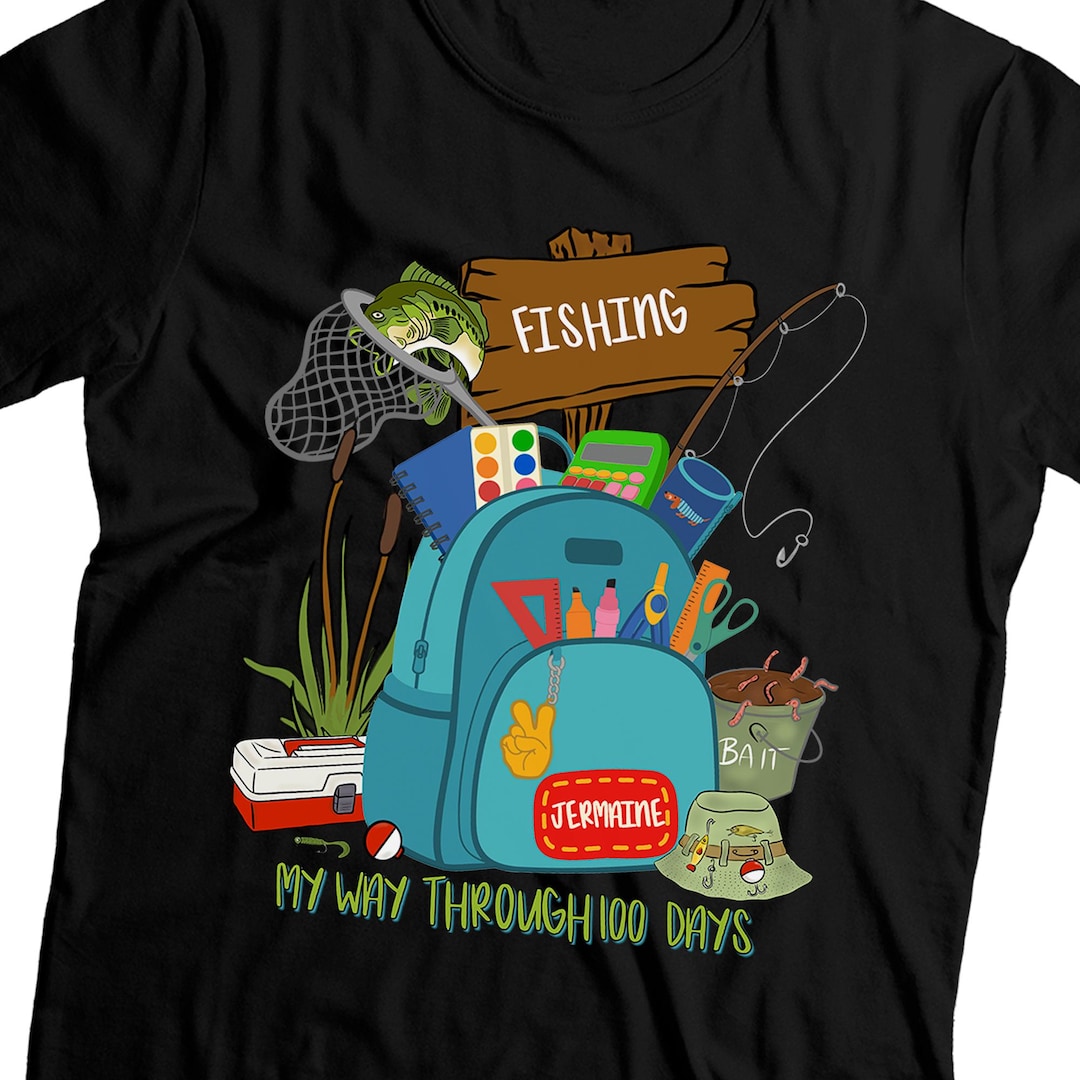Personalized 100th Day of School Shirt, Fishing My Way Through 100 Days ...