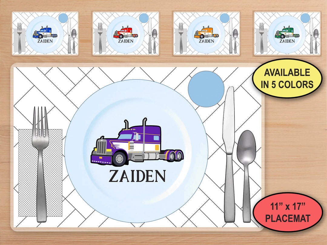 Big Rig Semi Truck Personalized Table Setting Placemat, Laminated ...