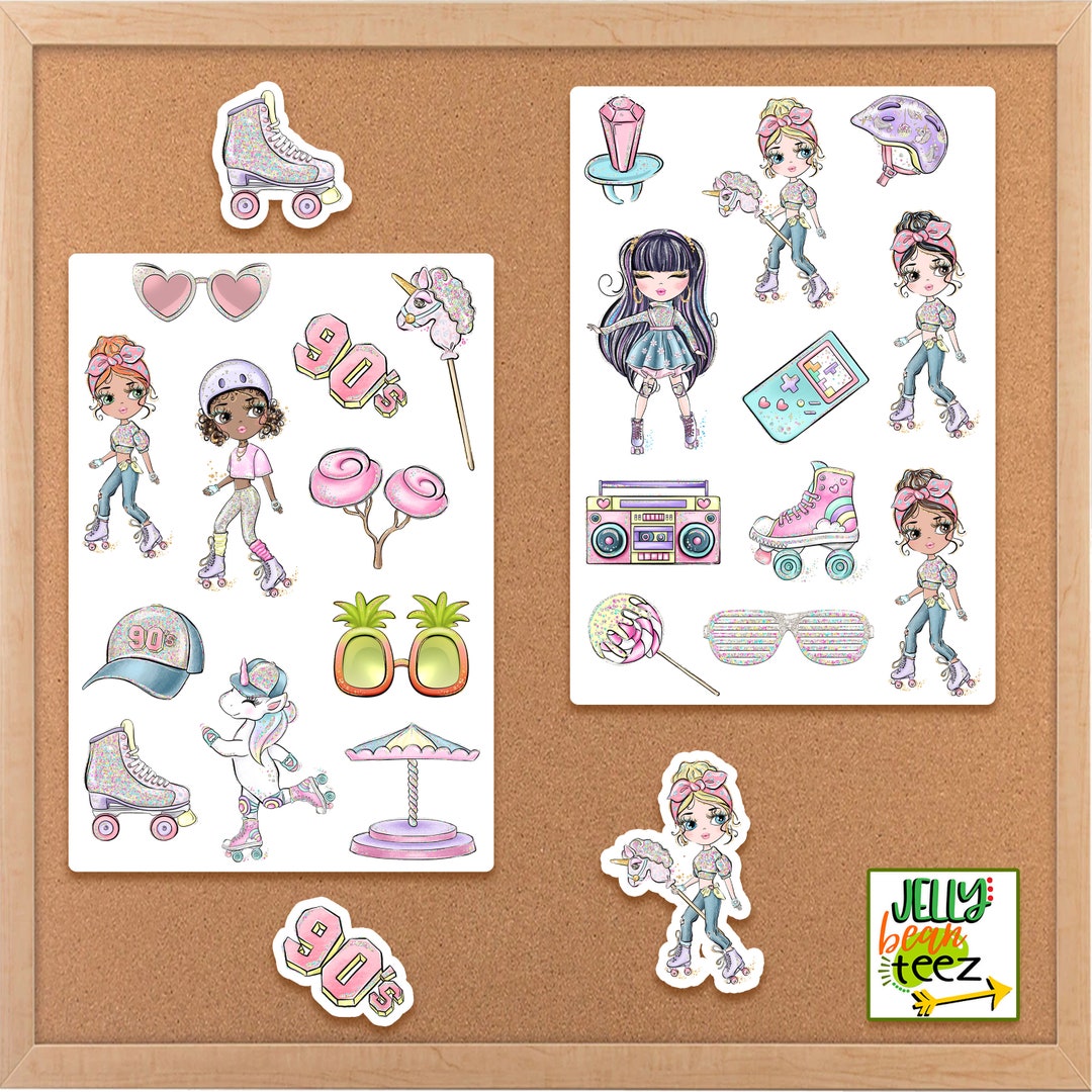 Roller Skate Vinyl Sticker Sheets, Deco Stickers, Planner Sticker ...