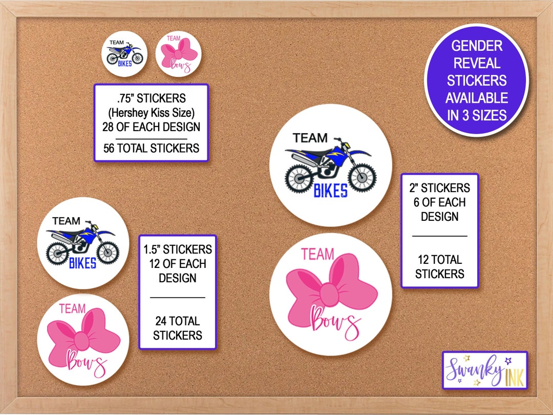 Team Bows Bikes Gender Reveal Stickers Baby Gender Reveal - Etsy