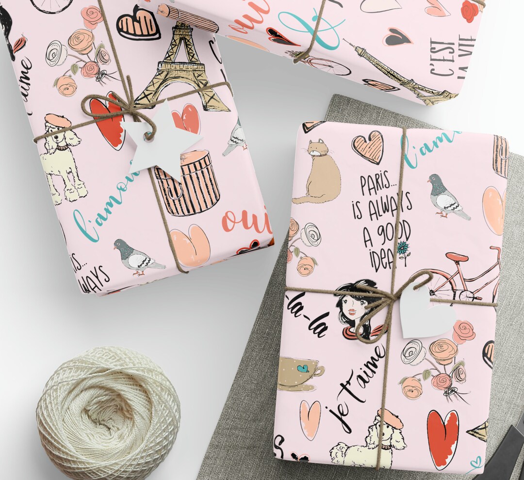 Paris Gift Wrapping Paper Roll, Paris France Girly Gift Wrap, Paris ...