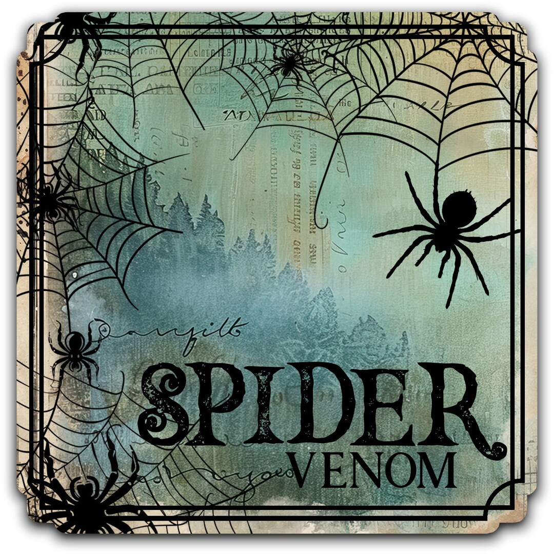 Black Spider Venom Spooky Halloween Sticker, Poison Bottle Witchy ...