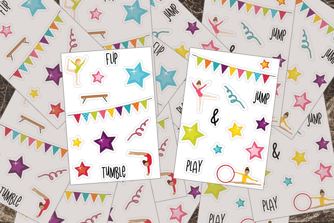 Sticker Sheets, Flip Tumble, Jump & Play Stickers, Vinyl Decal, Gymnast ...