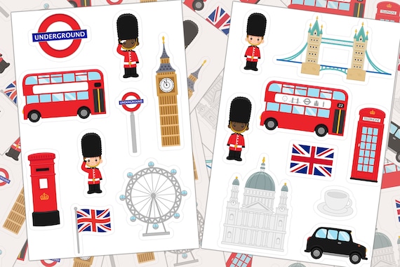 London Sticker Sheet Double Decker Bus Big Ben Underground - Etsy