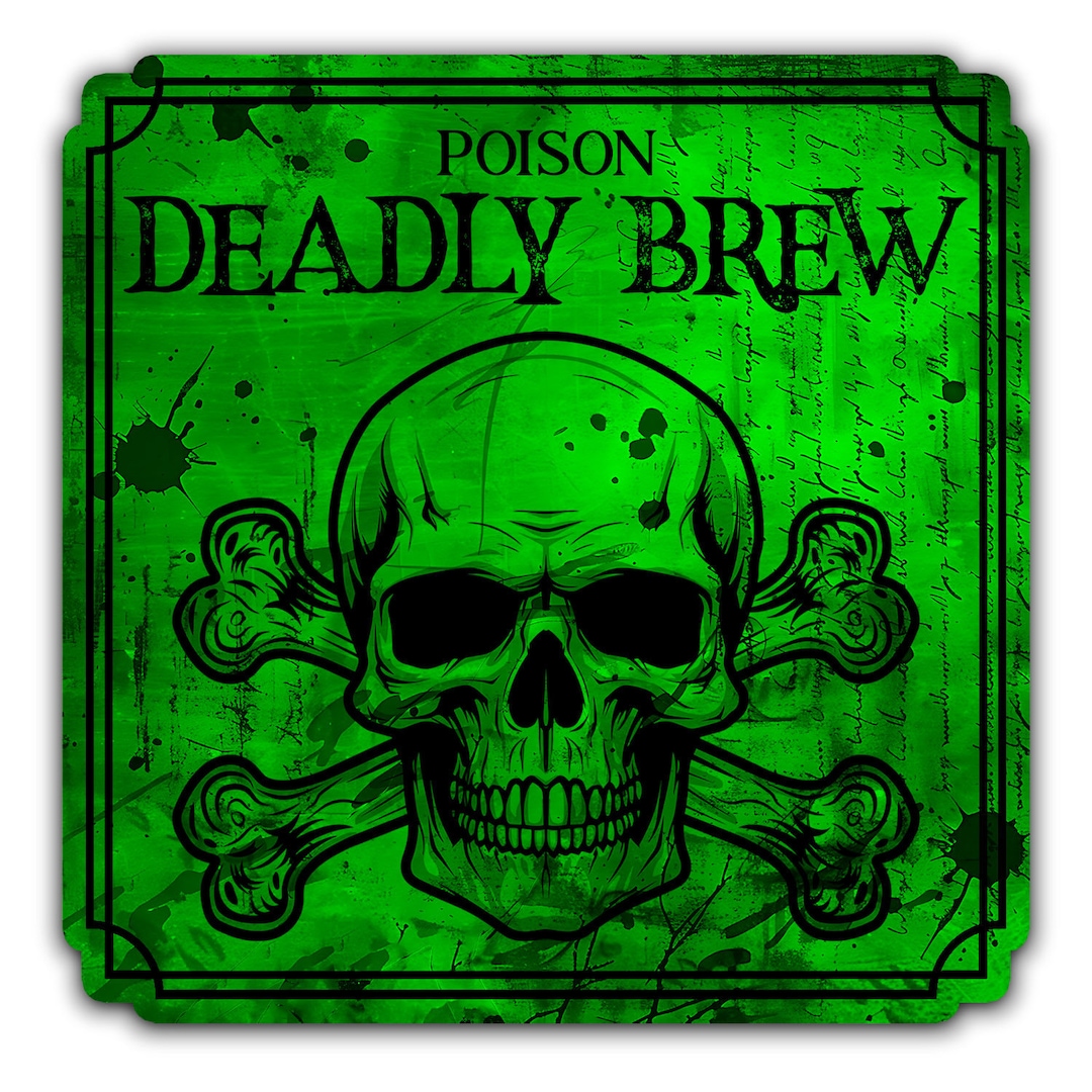 Deadly Brew Poison Bottle Label, Ephemera Magic Potion Bottle Halloween ...