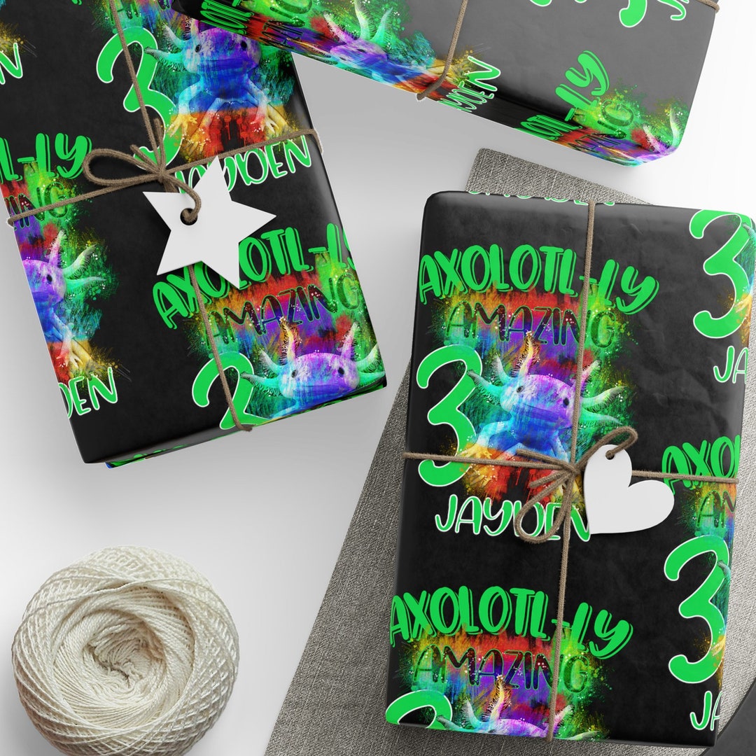 Axolotl Birthday Personalized Gift Wrapping Paper Roll, Axolotl Print ...