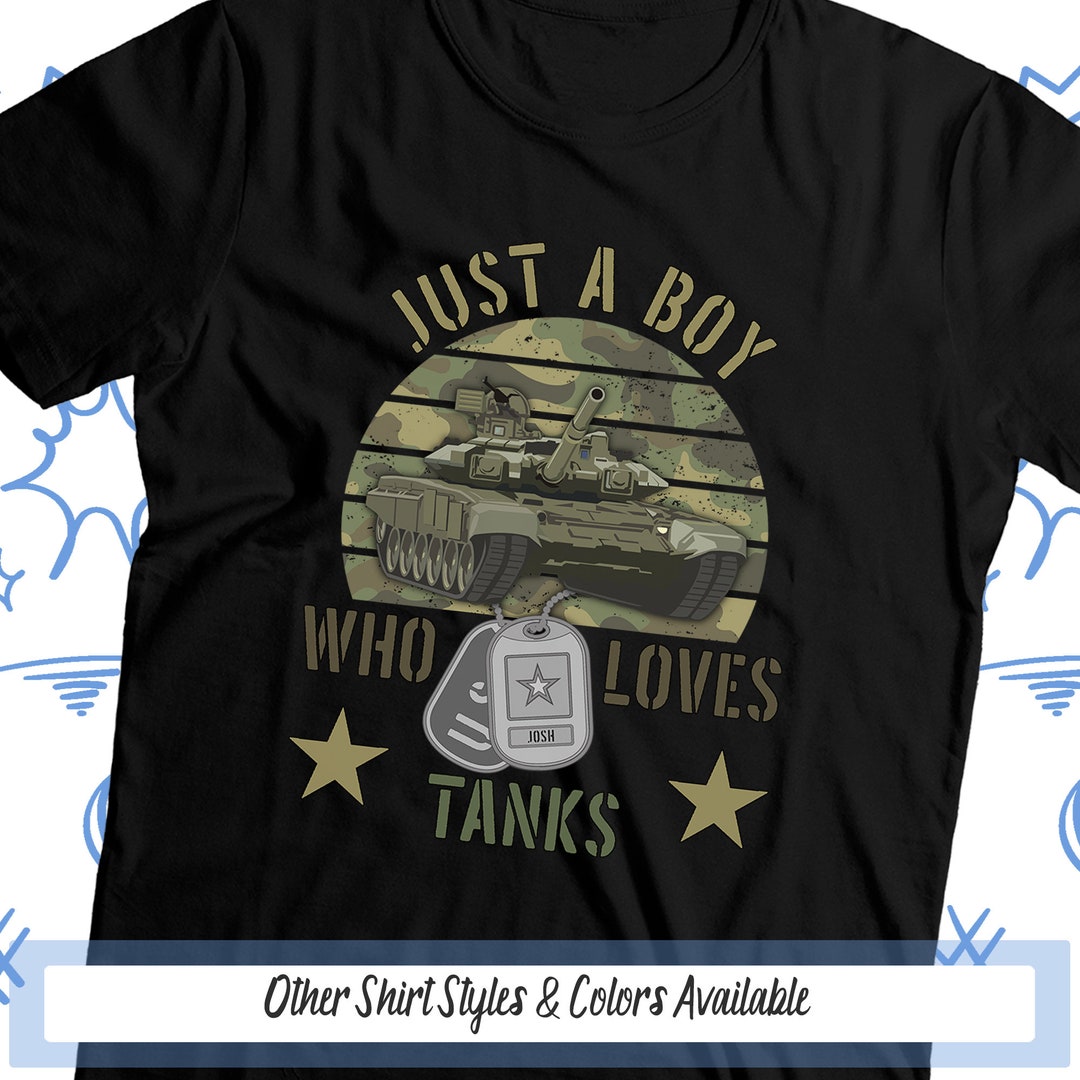 Just A Boy Who Loves Tanks, Personalized Dog Tags US Military Child ...