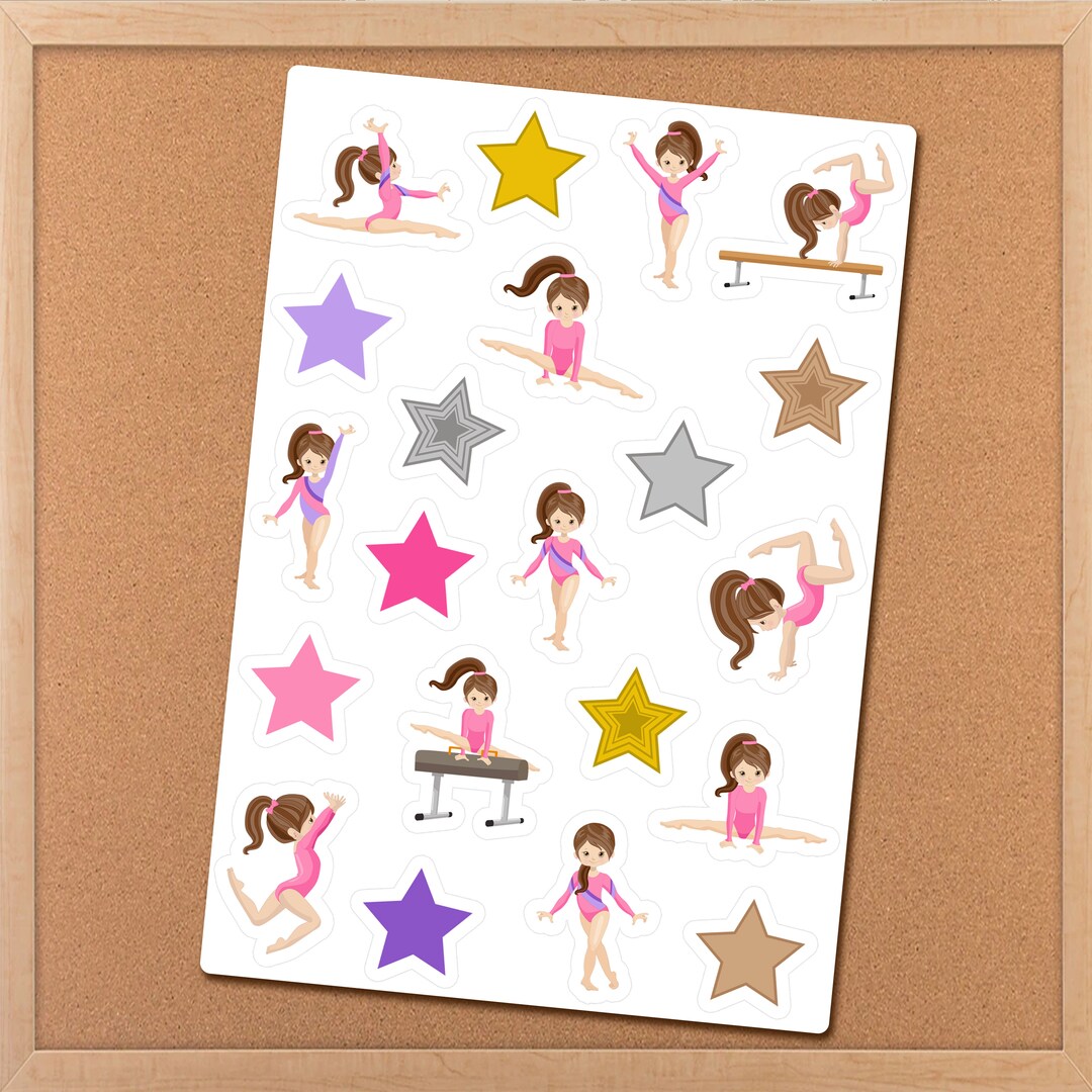 Gymnast Clipart Sticker Sheet, Gymnastics Planner Stickers, Gym ...