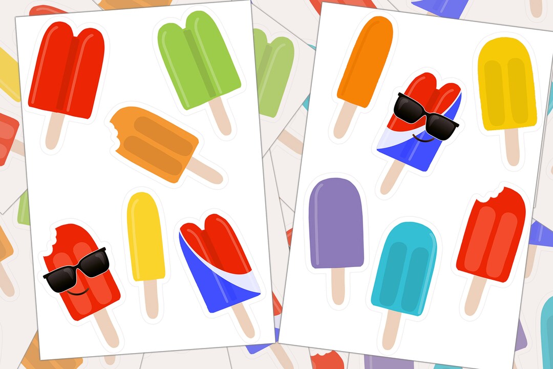 Popsicle Stickers for Kids, Summer Birthday Party Favors, Cute Ice ...