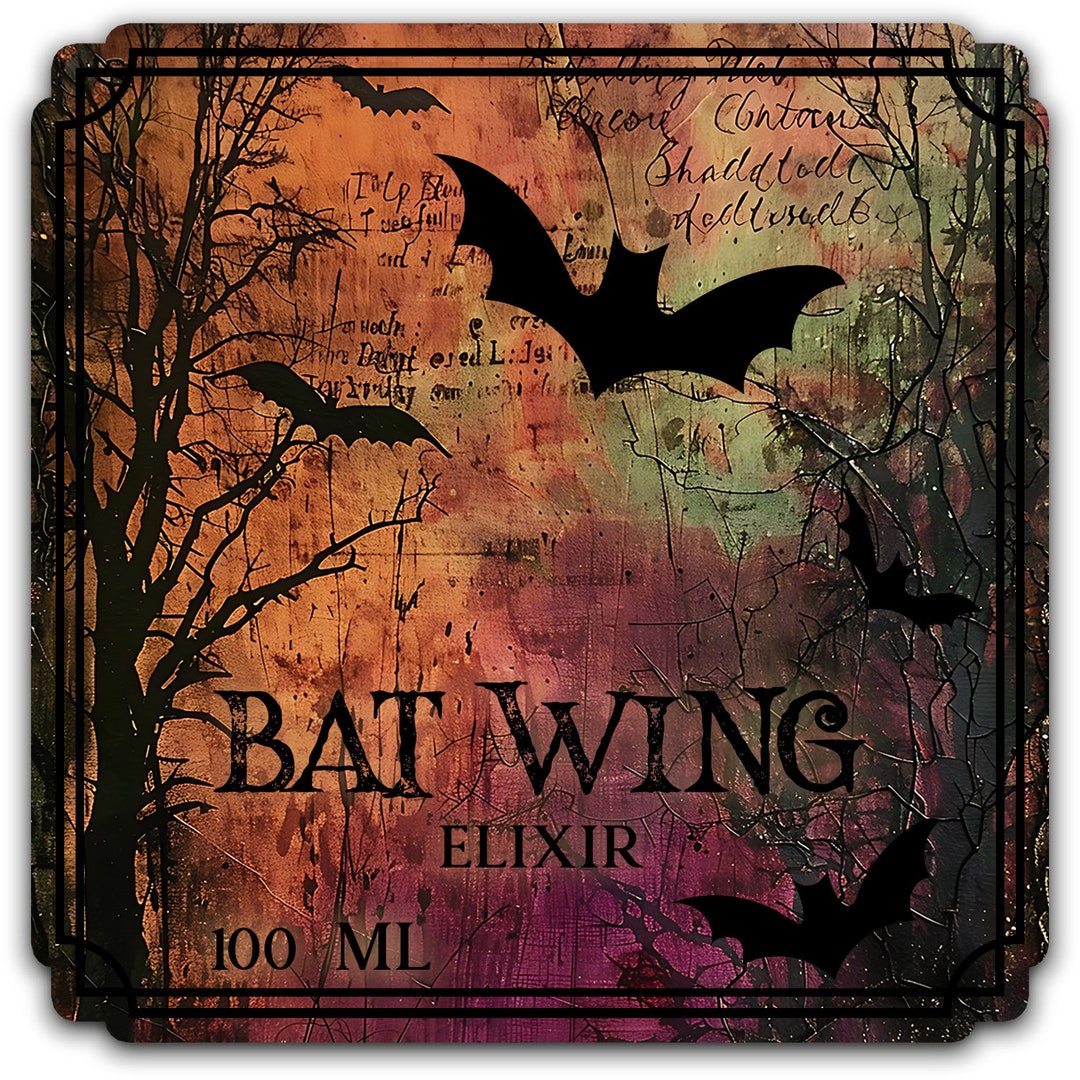 Bat Wing Elixir Label, Poison Bottle Witchy Stickers, Magic Halloween ...