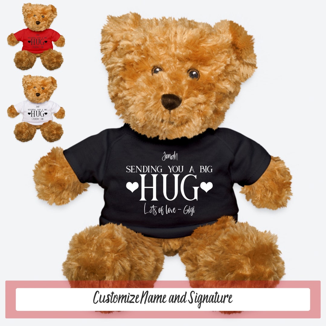 Sending Hugs Teddy in A Tshirt Personalized Bear Gift, Graduation Bear ...