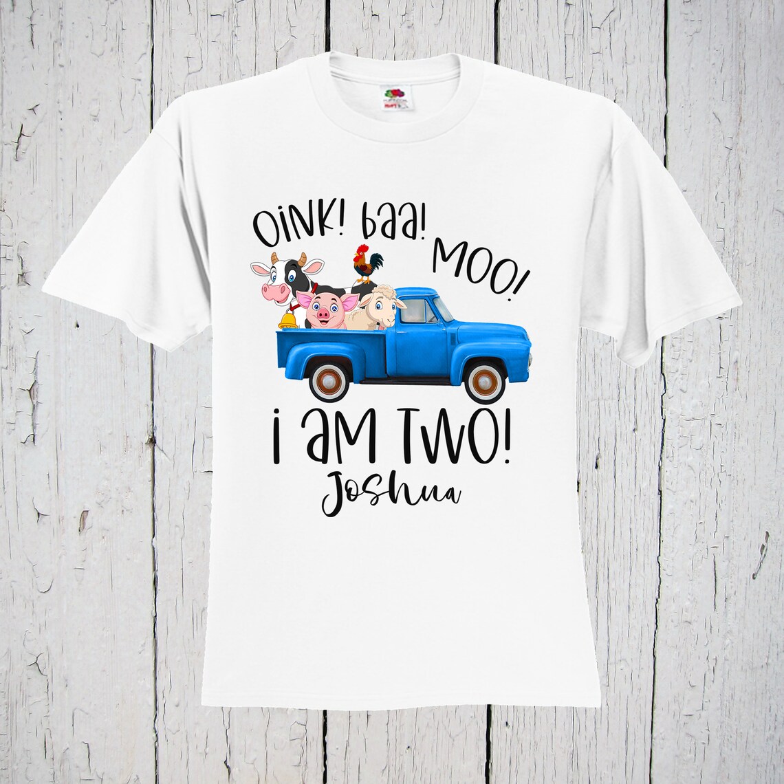 Oink Baa Moo I Am Two, Birthday Boy, Personalized Shirt, 2nd Birthday ...