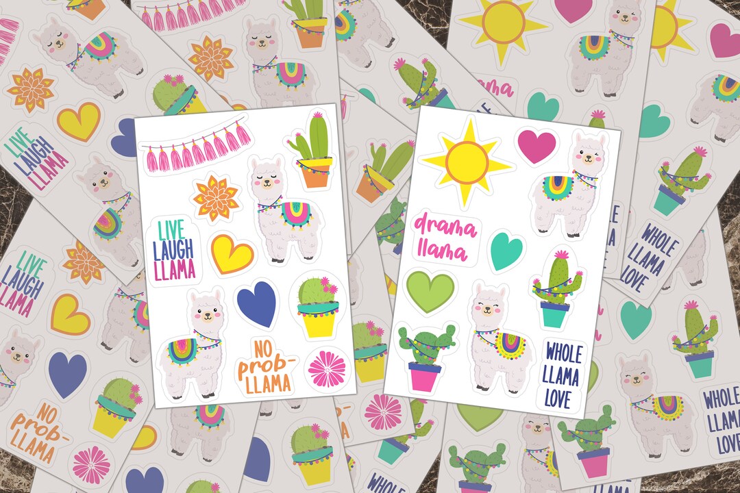 Sticker Sheets, Llama Stickers, Vinyl Decal, Stickers for Activity Book ...