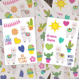 Sticker Sheets, Llama Stickers, Vinyl Decal, Stickers for Activity Book ...