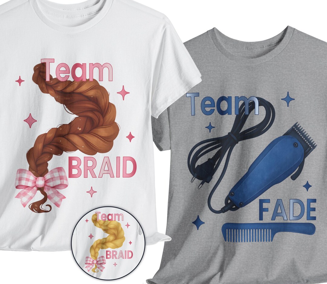 Team Braid or Team Fade Shirt, Gender Reveal Matching Shirts, Coquette ...