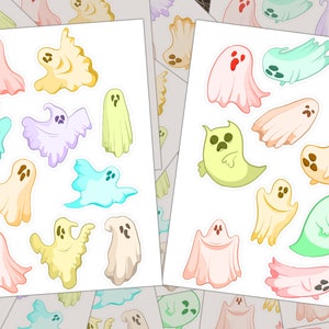 Cute Ghost Sticker Sheet, Cute Stickers, Journaling Stickers, Halloween ...