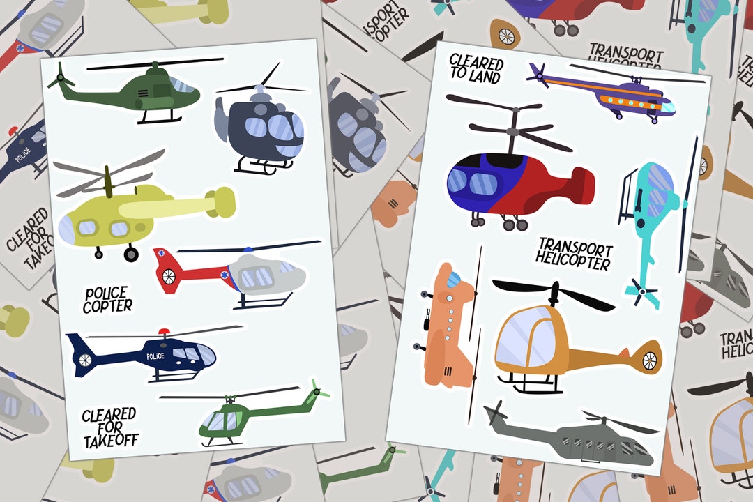Helicopter Sticker Sheets, Journal Sticker, Planner Sticker, Party ...