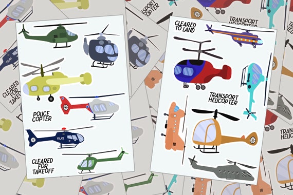 Helicopter Sticker Sheets Journal Sticker Planner Sticker - Etsy
