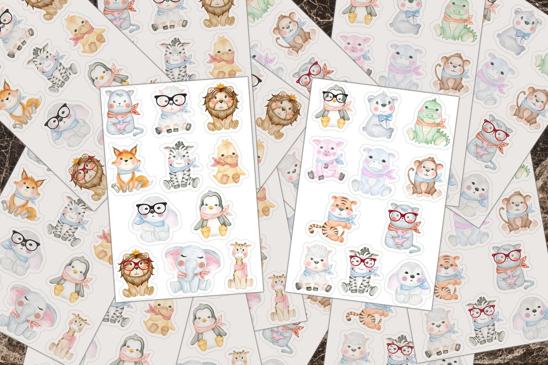 Baby Animal Clipart, Sticker Sheets, Vinyl Decal, Party Favor Stickers ...