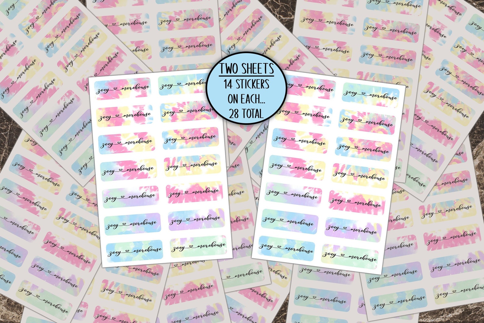 Kids Name Stickers Tie Dye Labels Personalized Labels - Etsy