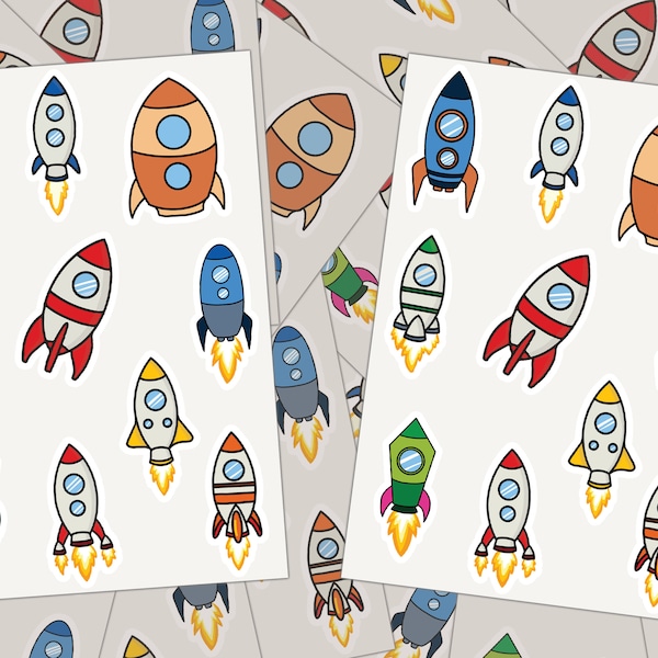 Rocket Ship Stickers - Etsy