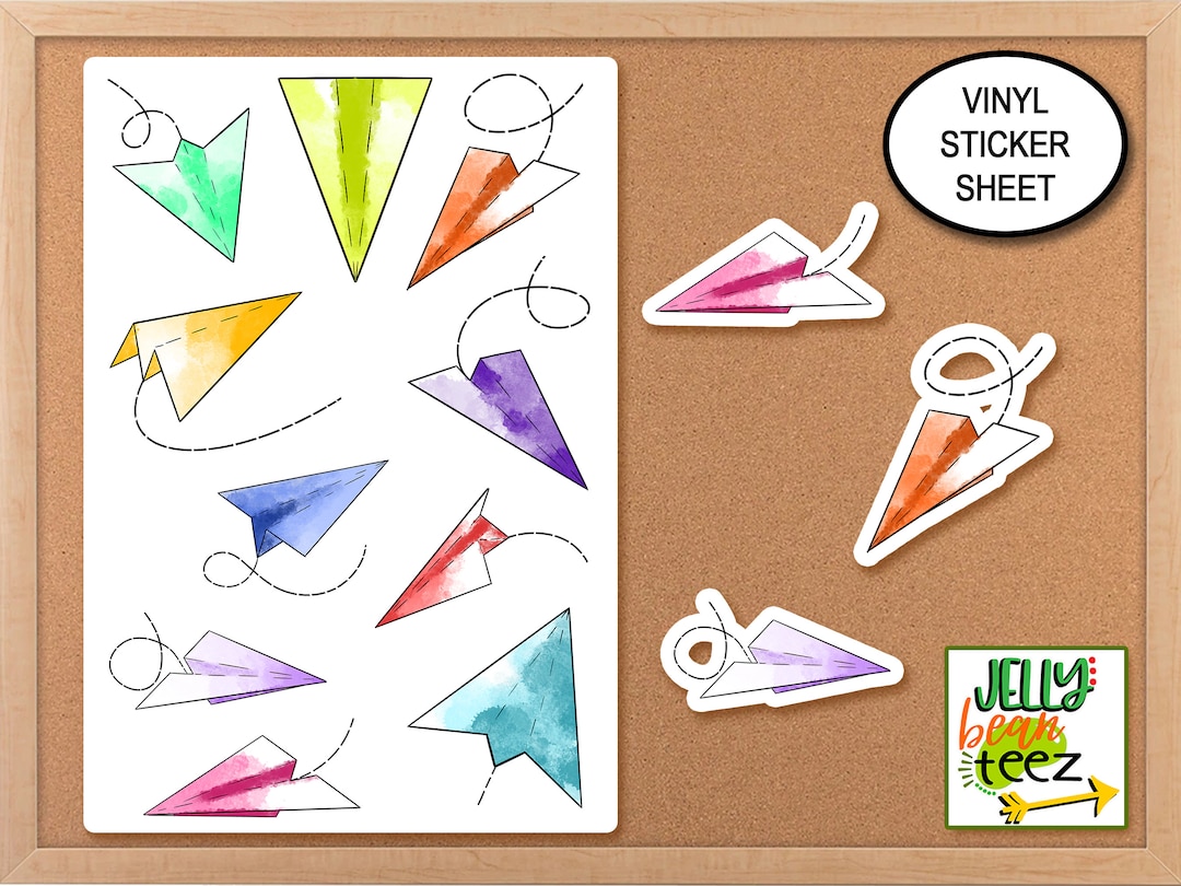 Airplane Sticker Sheet, Paper Plane Journaling Stickers, Work Stickers ...