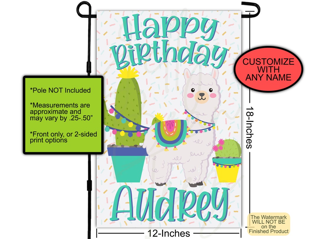 Llama Decor, House Flags, Custom Flag, Birthday Garden Flag, Drive by ...