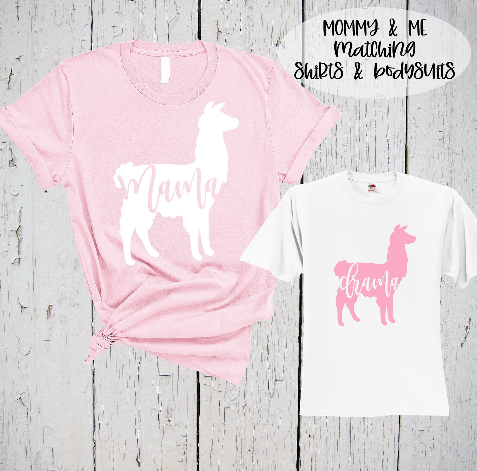 Mama Llama Drama Llama Mom and Me Shirts Mommy and Me - Etsy