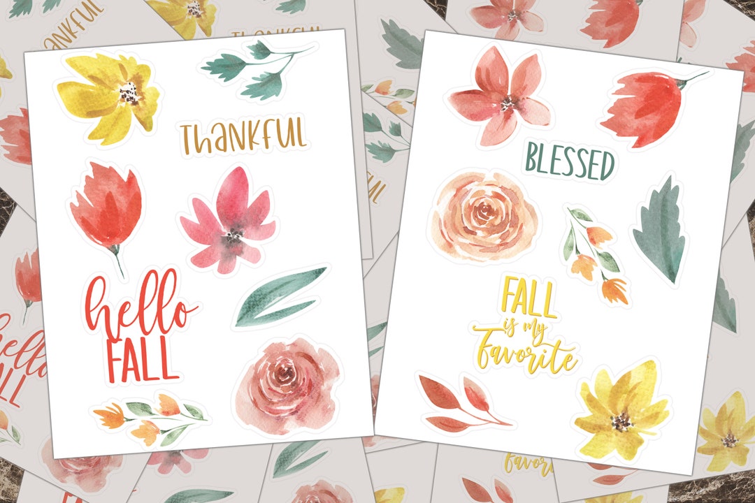 Fall Flower Stickers, Fall Sticker Sheets, Fall Leaves Favor Stickers ...