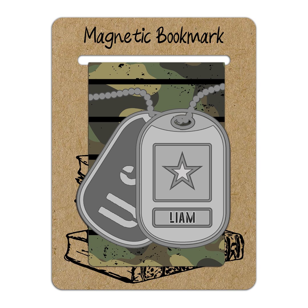 Military Dog Tag Magnetic Bookmark, Personalized With Name - Perfect ...