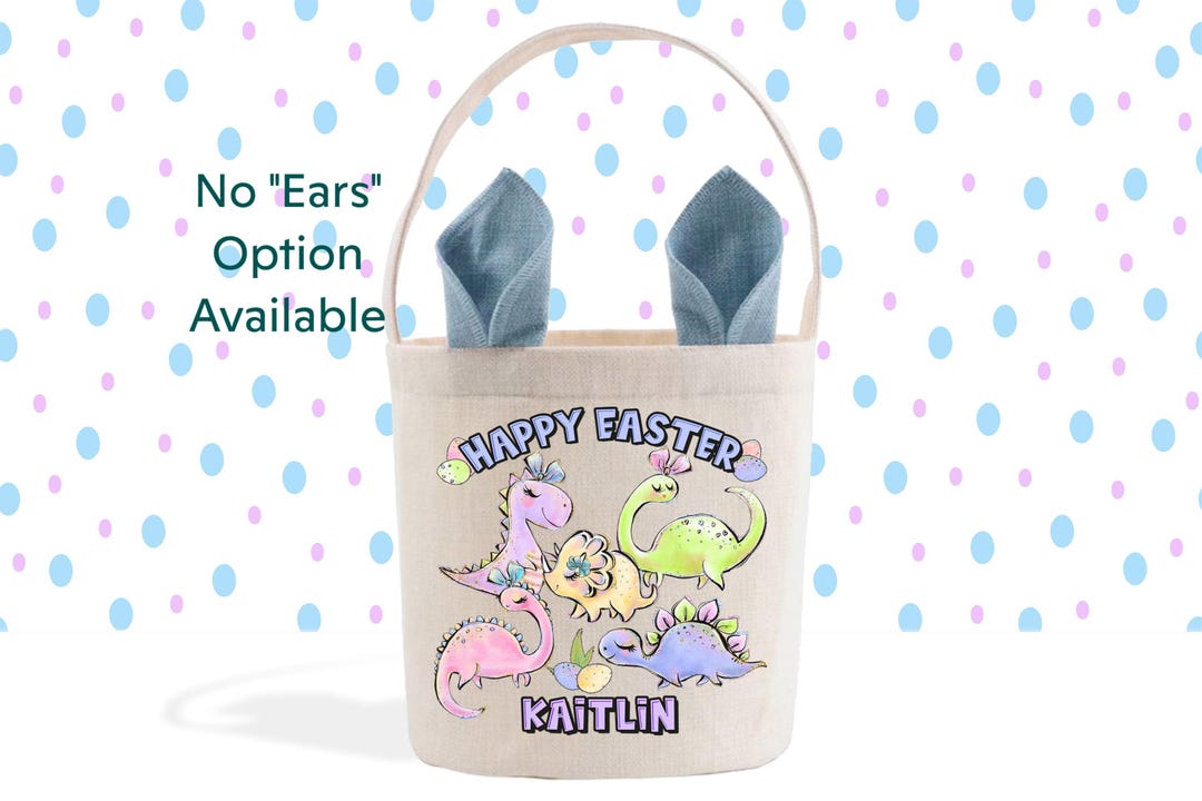 Happy Easter Dinosaur Personalized Easter Basket, Easter Pail, Cute ...