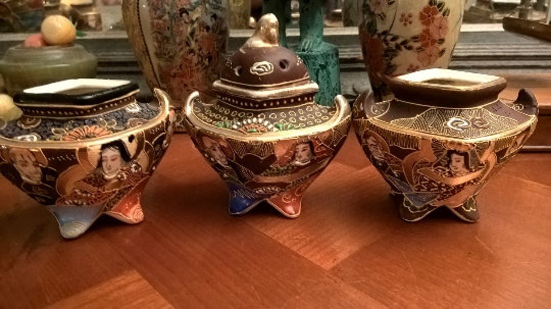 Three Perfume Diffusers, Vintage Diffusers, Japanese Porcelain, Satsuma ...
