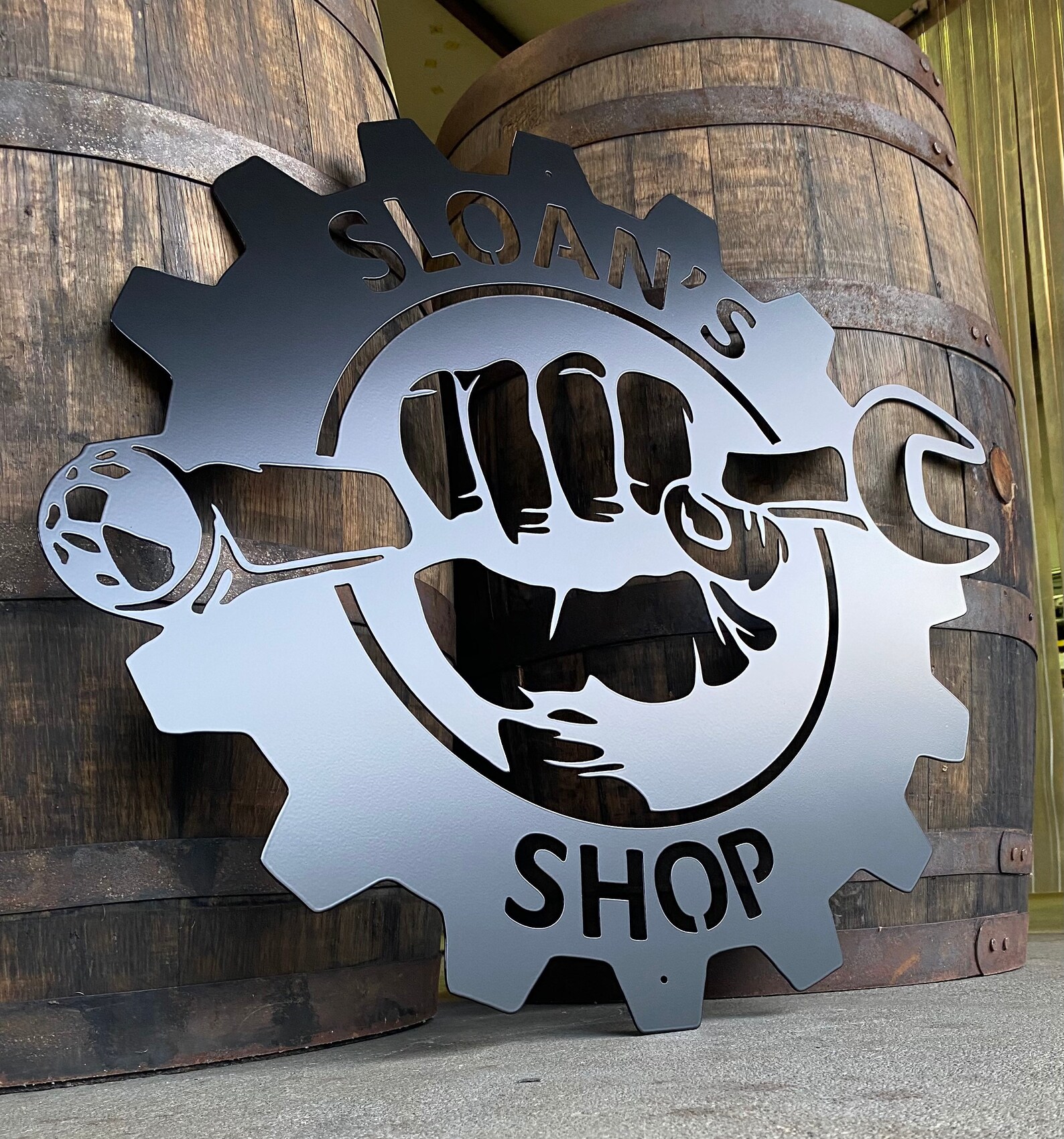 Personalized Man Cave Shop Sign | Custom Metal Shop Sign | Dad Gift ...