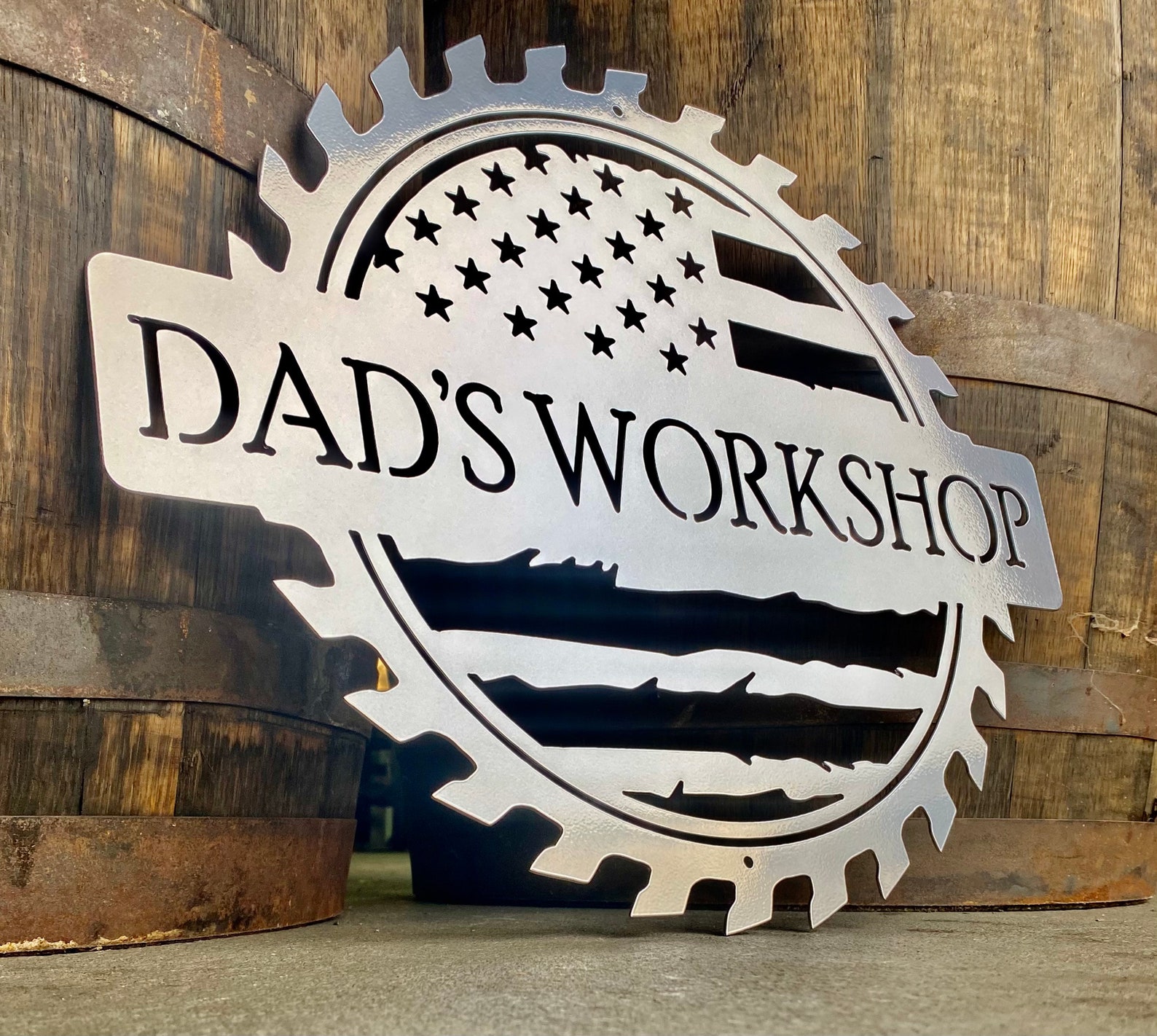 Custom American Flag Workshop Sign Metal Shop Sign Free - Etsy