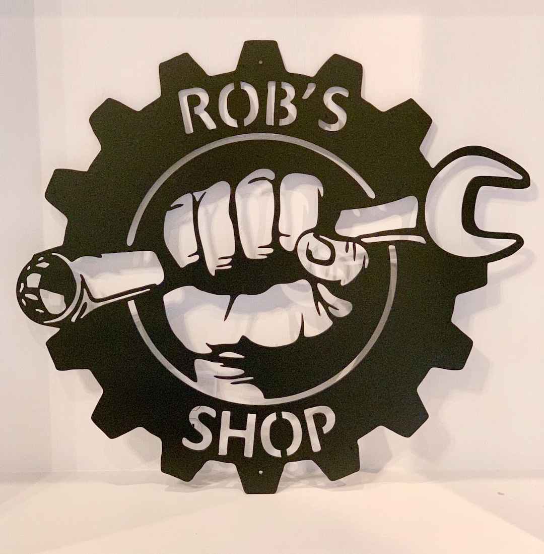 Personalized Man Cave Shop Sign | Custom Metal Shop Sign | Dad Gift ...