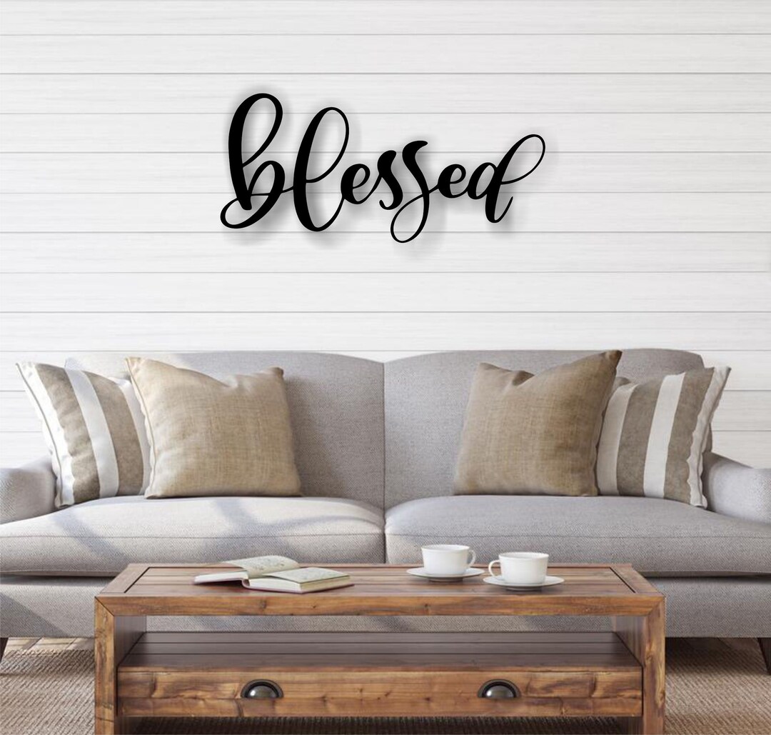 BLESSED Metal Wall Sign | Entryway Decor | Living Room Decor | Kitchen ...