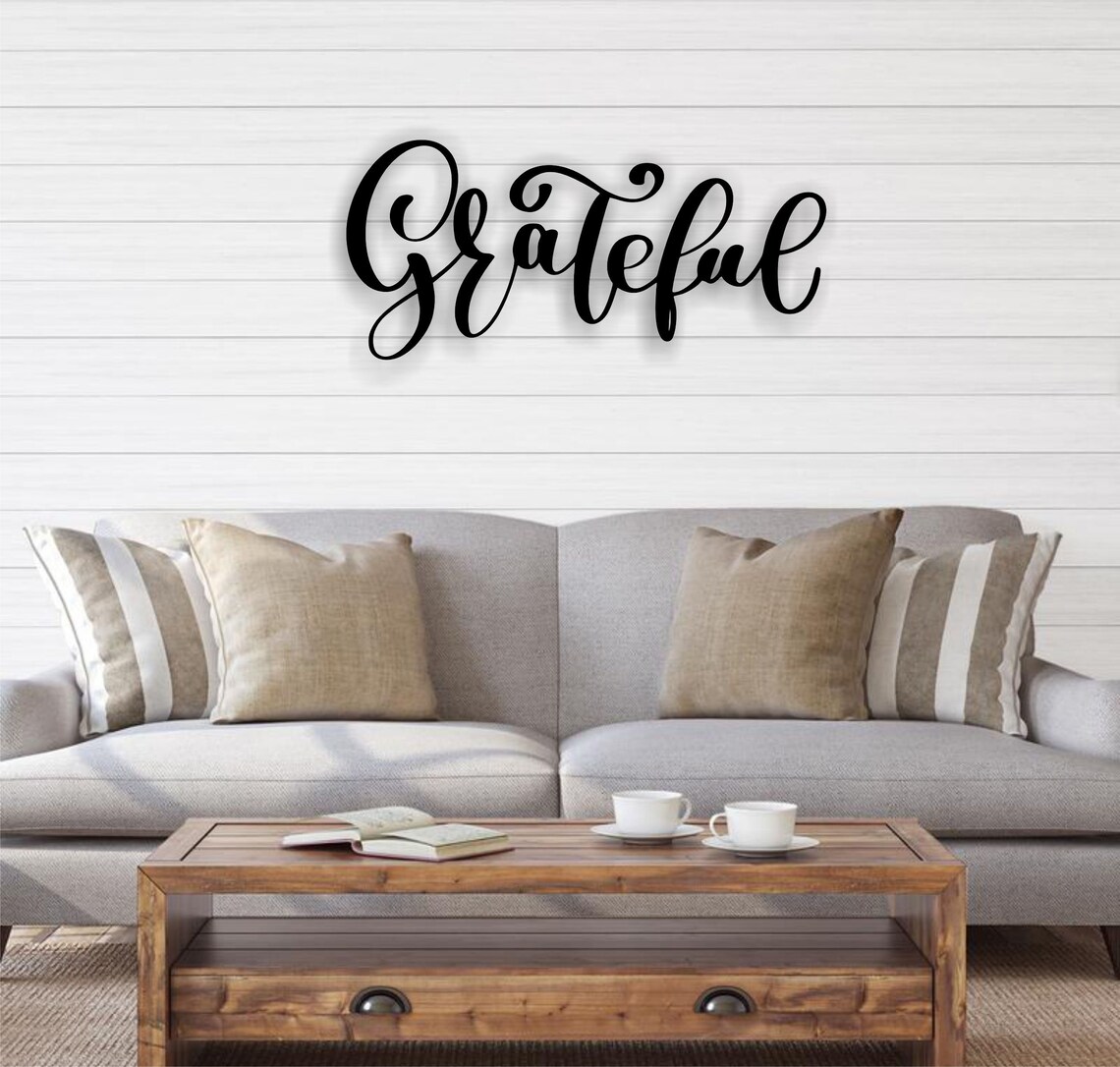 GRATEFUL Metal Wall Sign Entryway Decor Bathroom Wall - Etsy