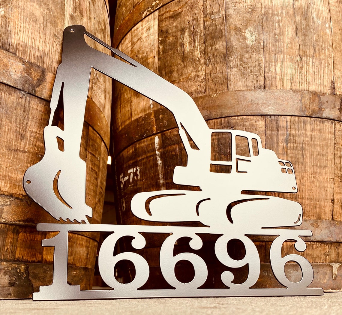 Excavator Address Sign Heavy Machinery Mailbox Sign | Etsy