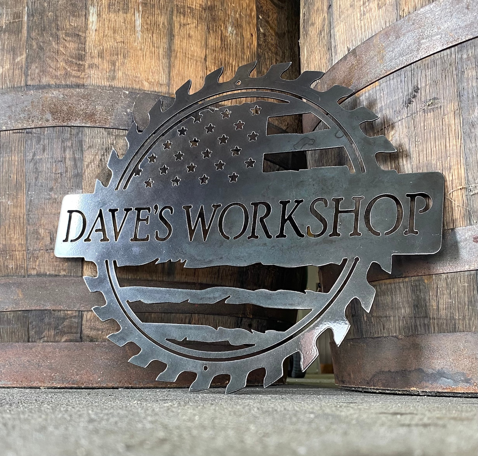 Custom American Flag Workshop Sign Metal Shop Sign Free - Etsy