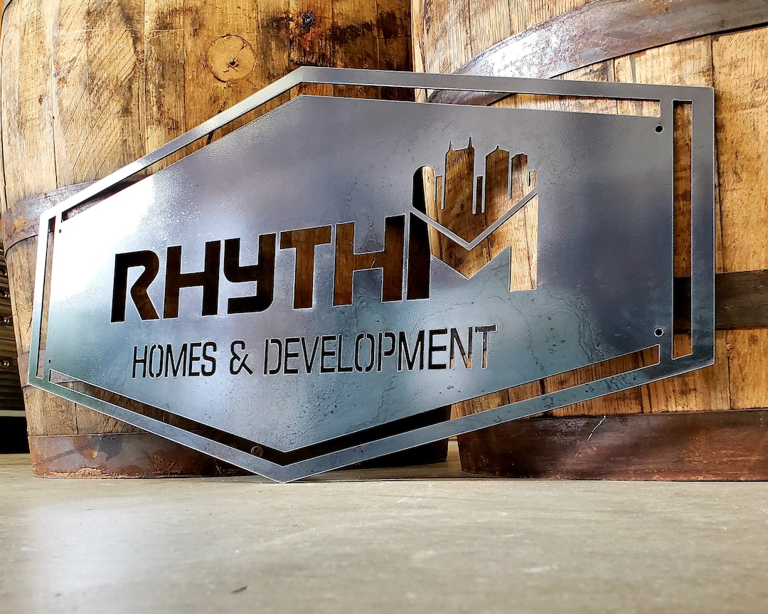 14”x28” Custom Logo Cut-out Business Metal Sign | Outdoor Logo Sign ...
